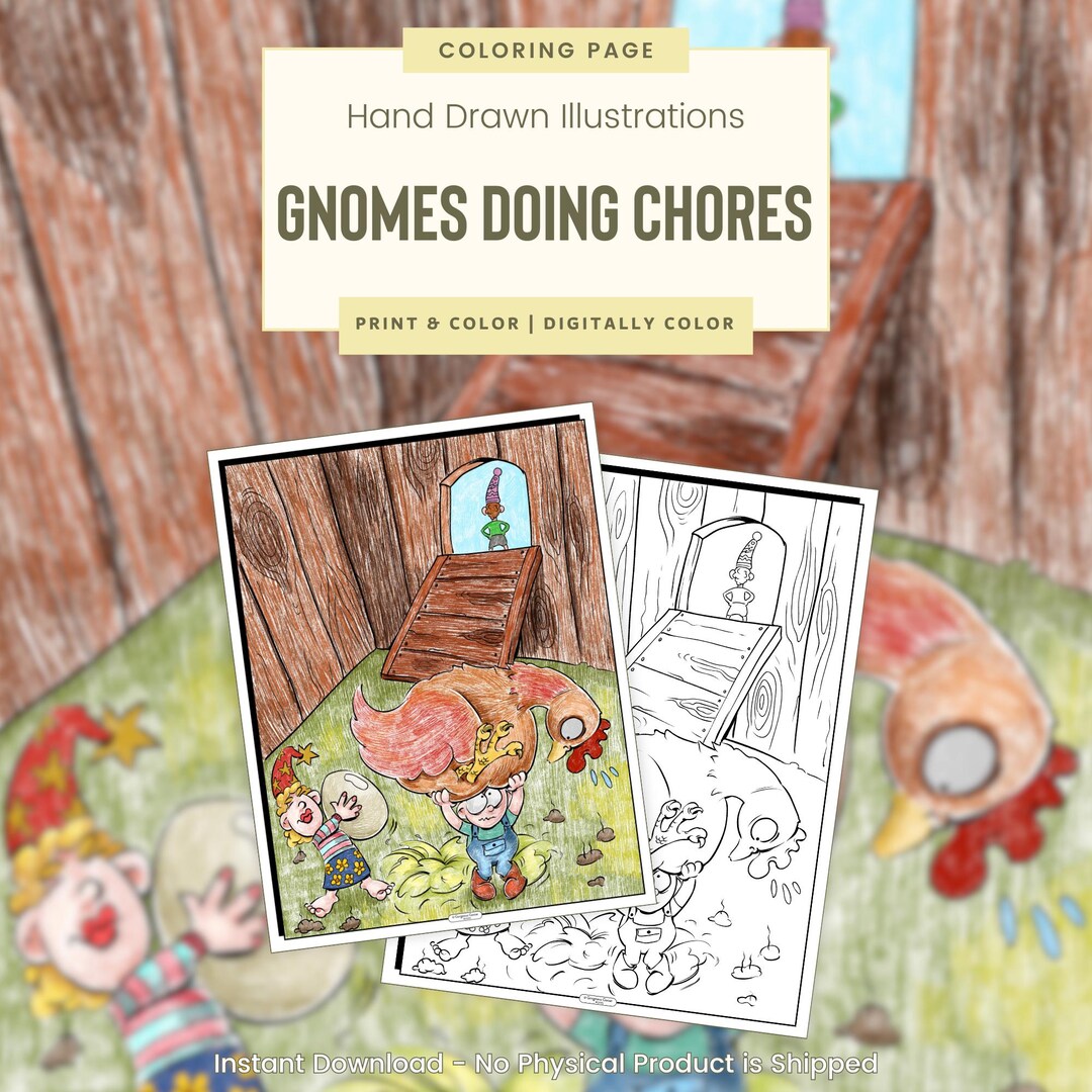 Chicken Coop Gnomes, Cute Coloring Pages, Coloring Pages for Kids ...