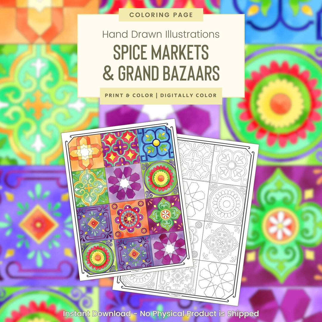 Moroccan Tile, Morocco, Hand Drawn Printable Coloring Pages, Cute ...
