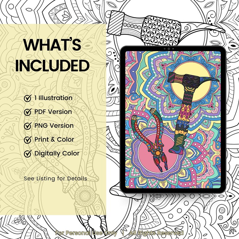 Hammer & Pliers, Printable Coloring Pages for Adults and Kids, Activity ...