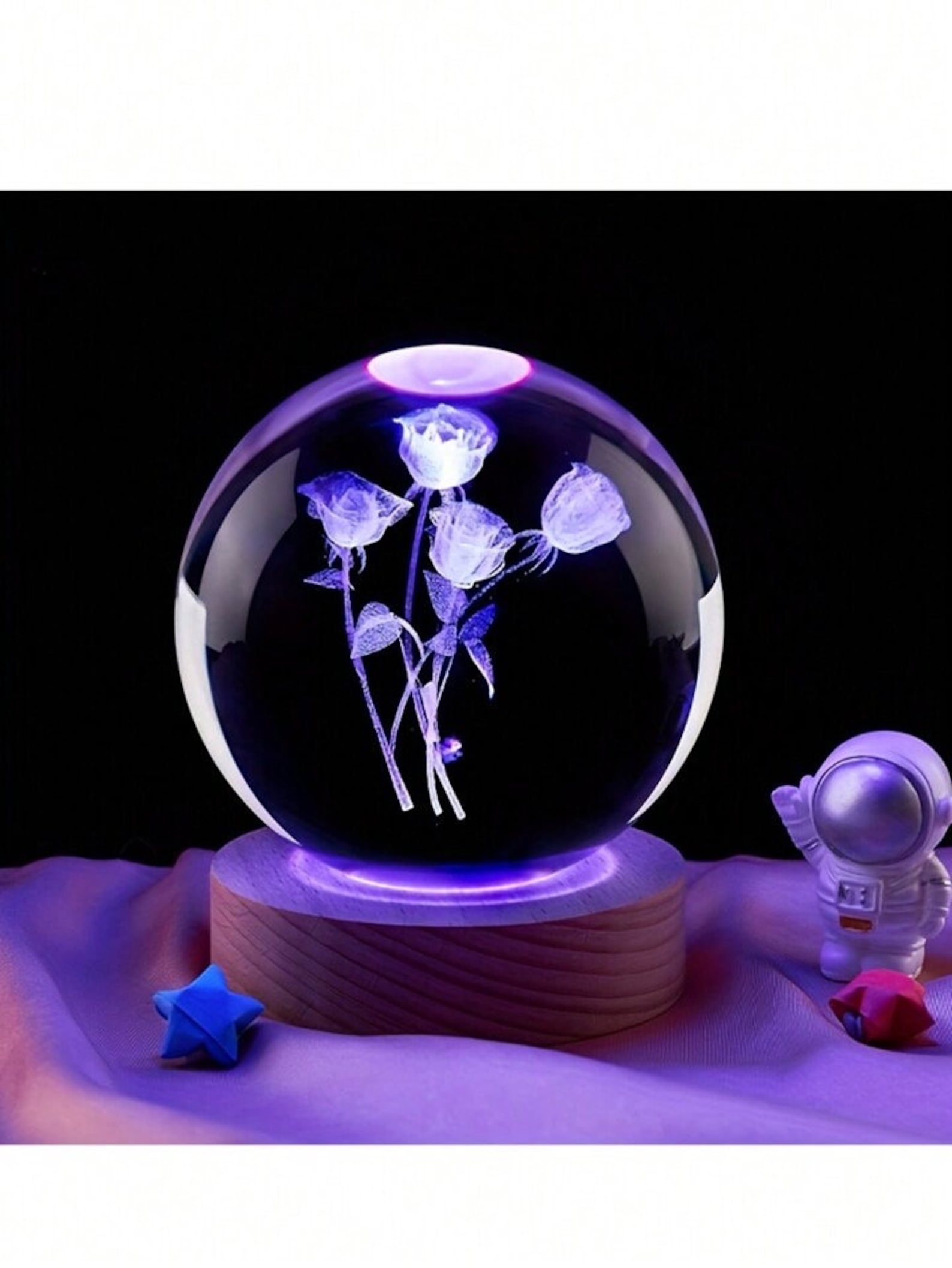 3D Whale and More Sky Glass Ball Night Light, 6, 8 and 10cm Diameter ...