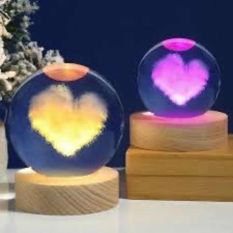 3D Whale and More Sky Glass Ball Night Light, 6, 8 and 10cm Diameter ...