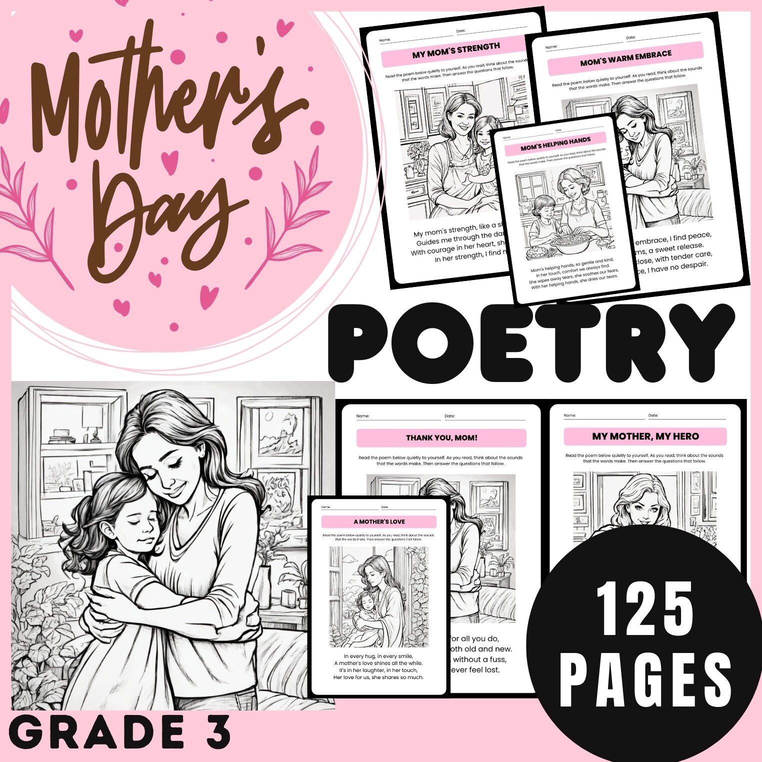 Mother's Day Printable, Mother's Day Poetry Reading Comprehension for ...