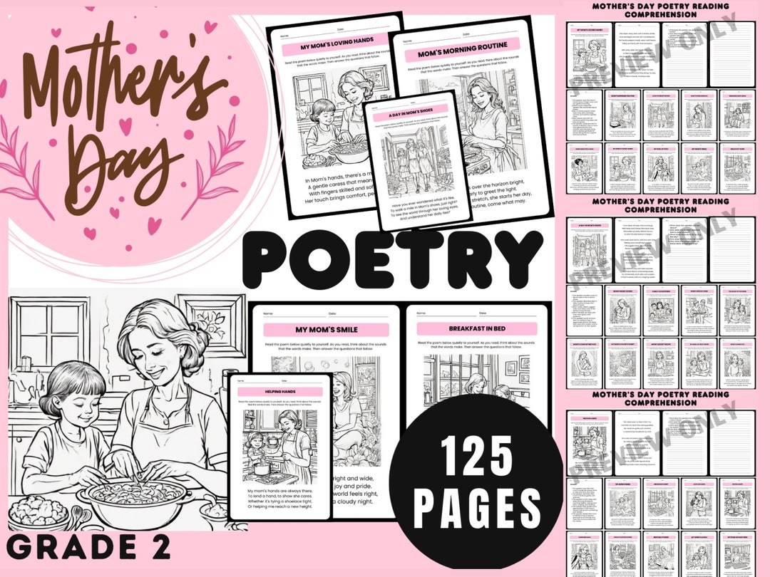 Mother's Day Printable, Mother's Day Poetry Reading Comprehension for ...