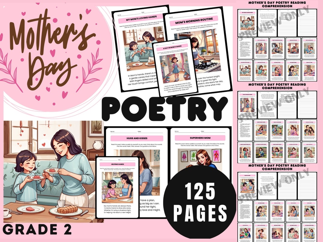 Mother's Day Printable, Mother's Day Poetry Reading Comprehension for ...