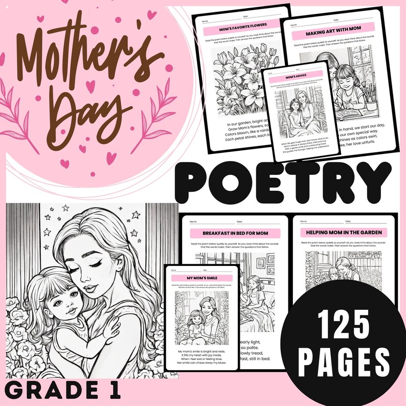 Mother's Day Printable, Mother's Day Poetry Reading Comprehension for ...