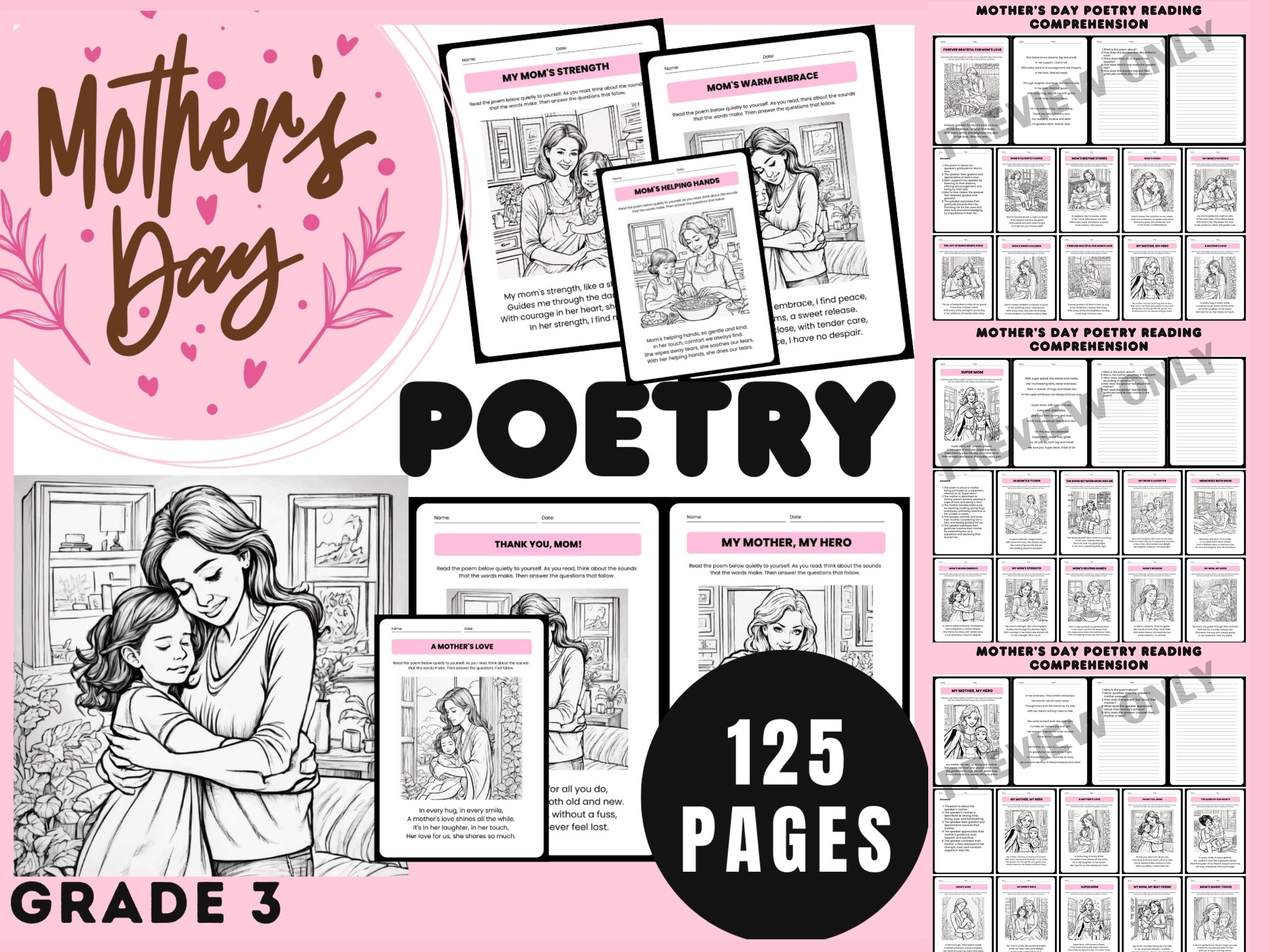 Mother's Day Printable, Mother's Day Poetry Reading Comprehension for ...