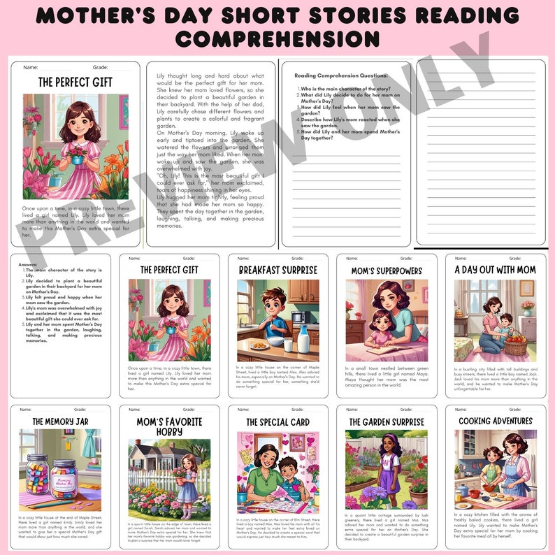 Mother's Day Printable, Mother's Day Short Stories for Grade 3 Children ...