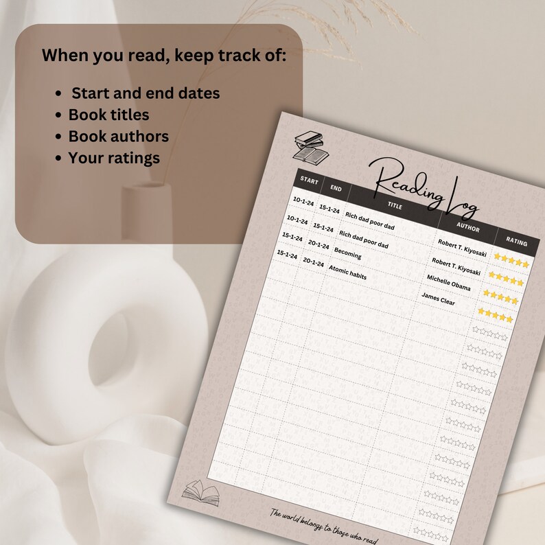 Reading Tracker, Reading Log, Planner Reading Tracker, Daily Habit ...