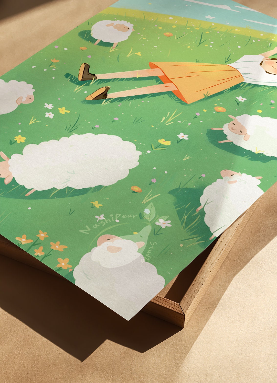 Happy Sheep Girl Art Print Cute Farm Cottagecore Decor Aesthetic ...