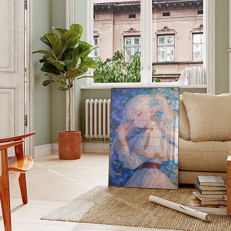 In the Blue-moon Frieren-inspired Elf Mage Anime Poster Journey's End ...