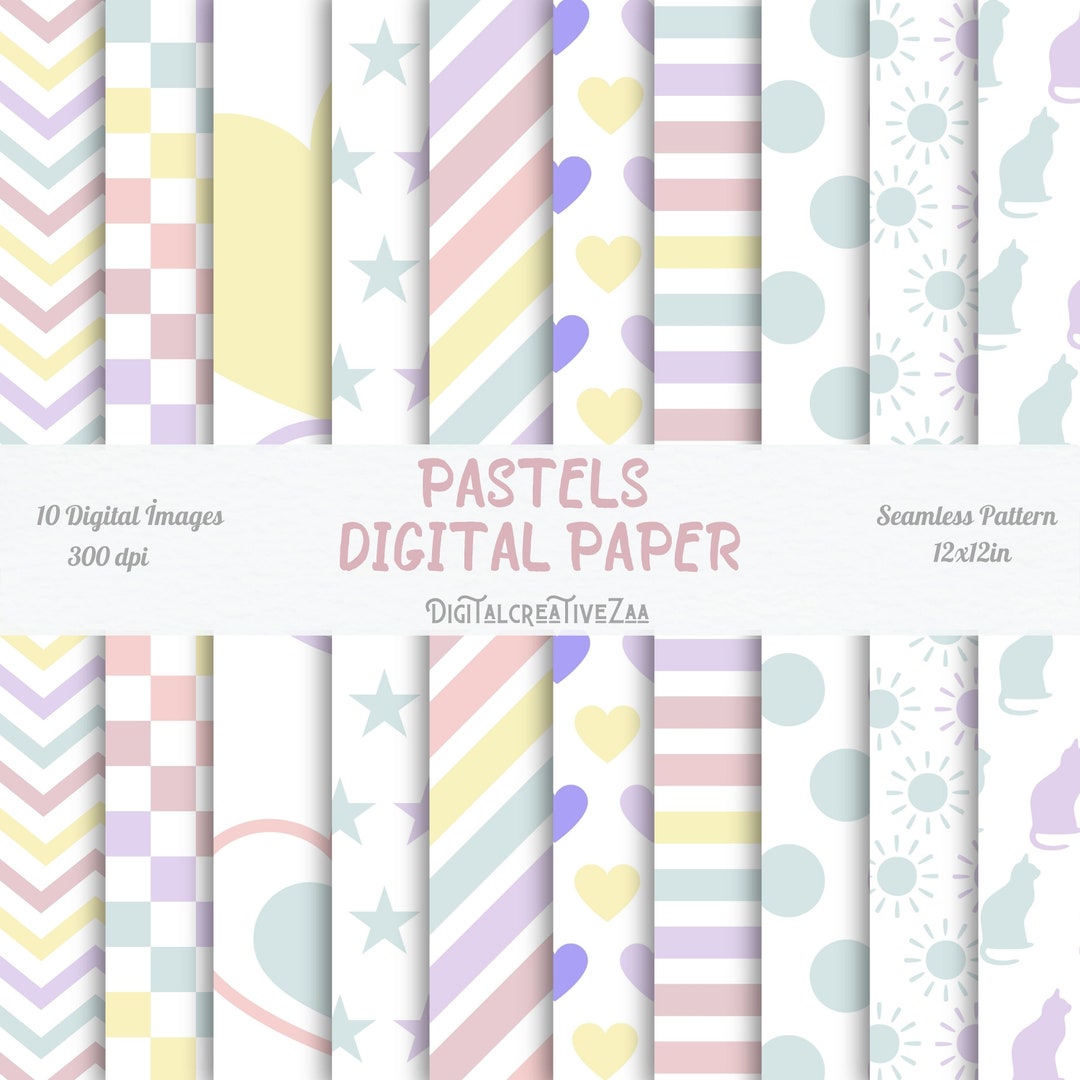 Pastels Digital Paper, Digital Paper Pack, İnstant Download, Pastels ...