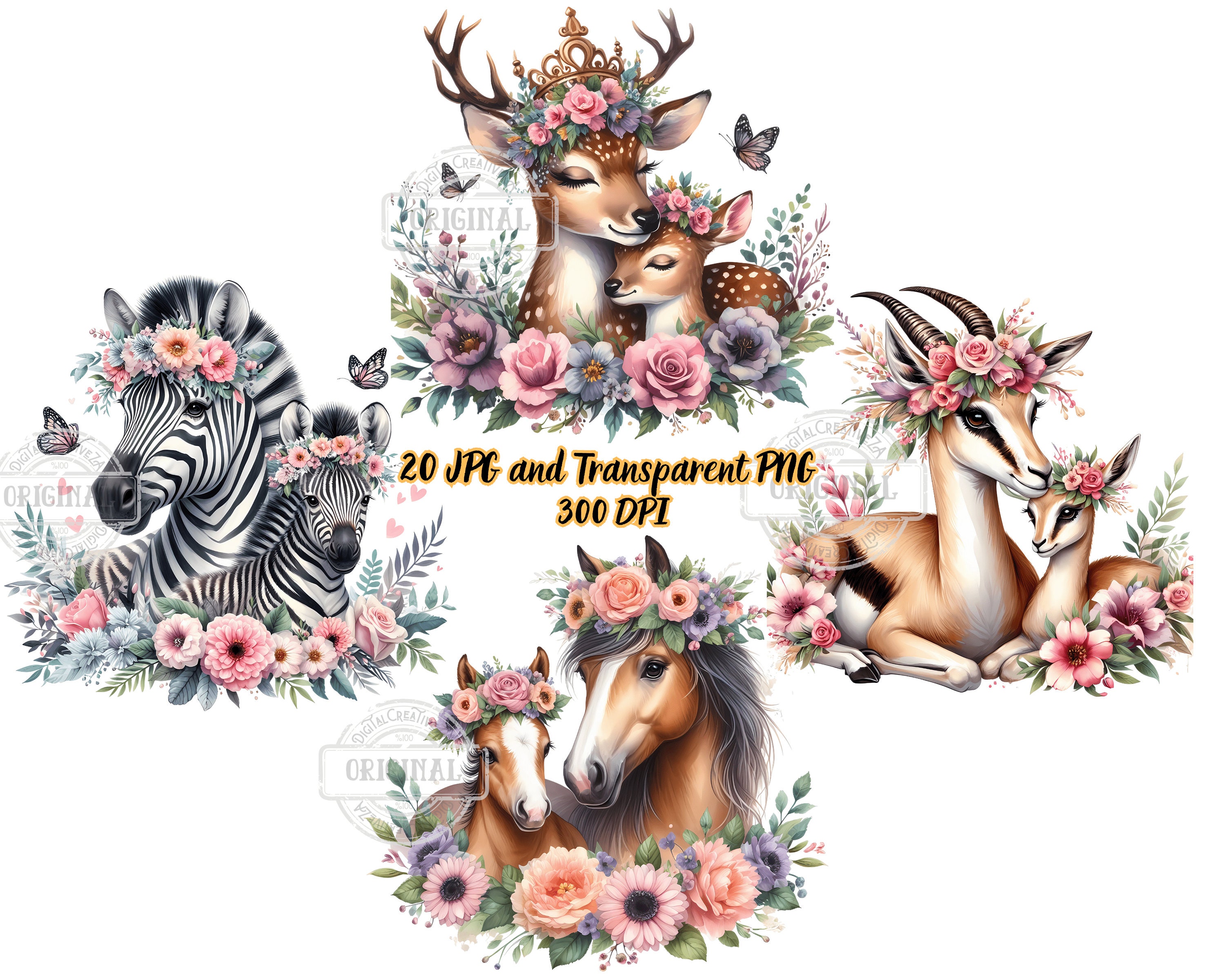 Mother's Day Clipart, Baby Animals, Baby Shower Clipart, Mama and Baby ...