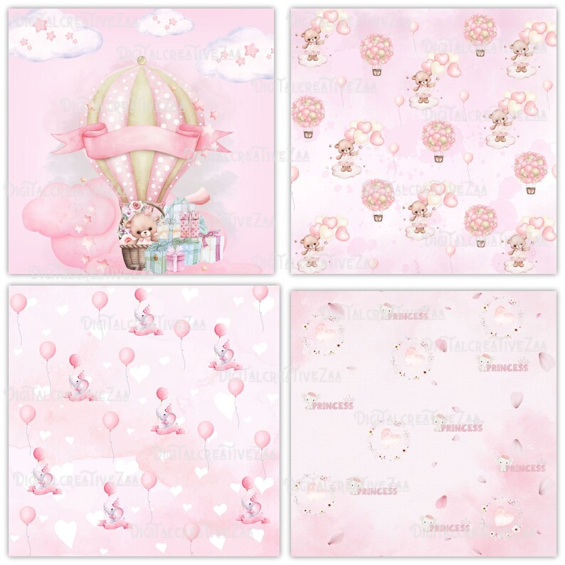 Pink Watercolor Baby Girl Digital Paper Pack (digital Download) - Etsy