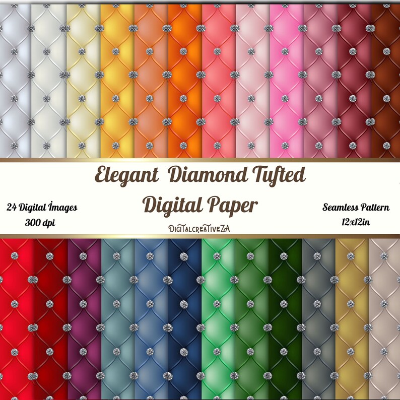 Elegant Tufted Digital Paper, Digital Paper Pack, Diamond Tufted ...