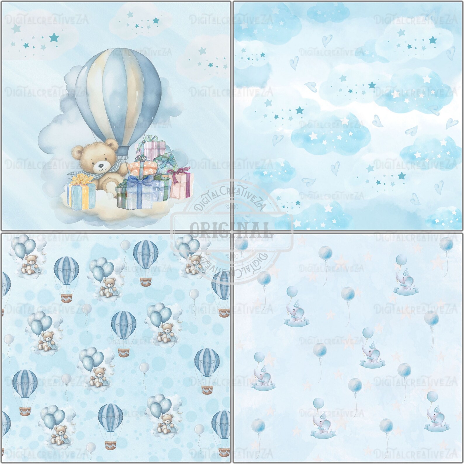 Baby Boy, Digital Paper, Baby Shower, Watercolor Backgrounds, Scrapbook ...