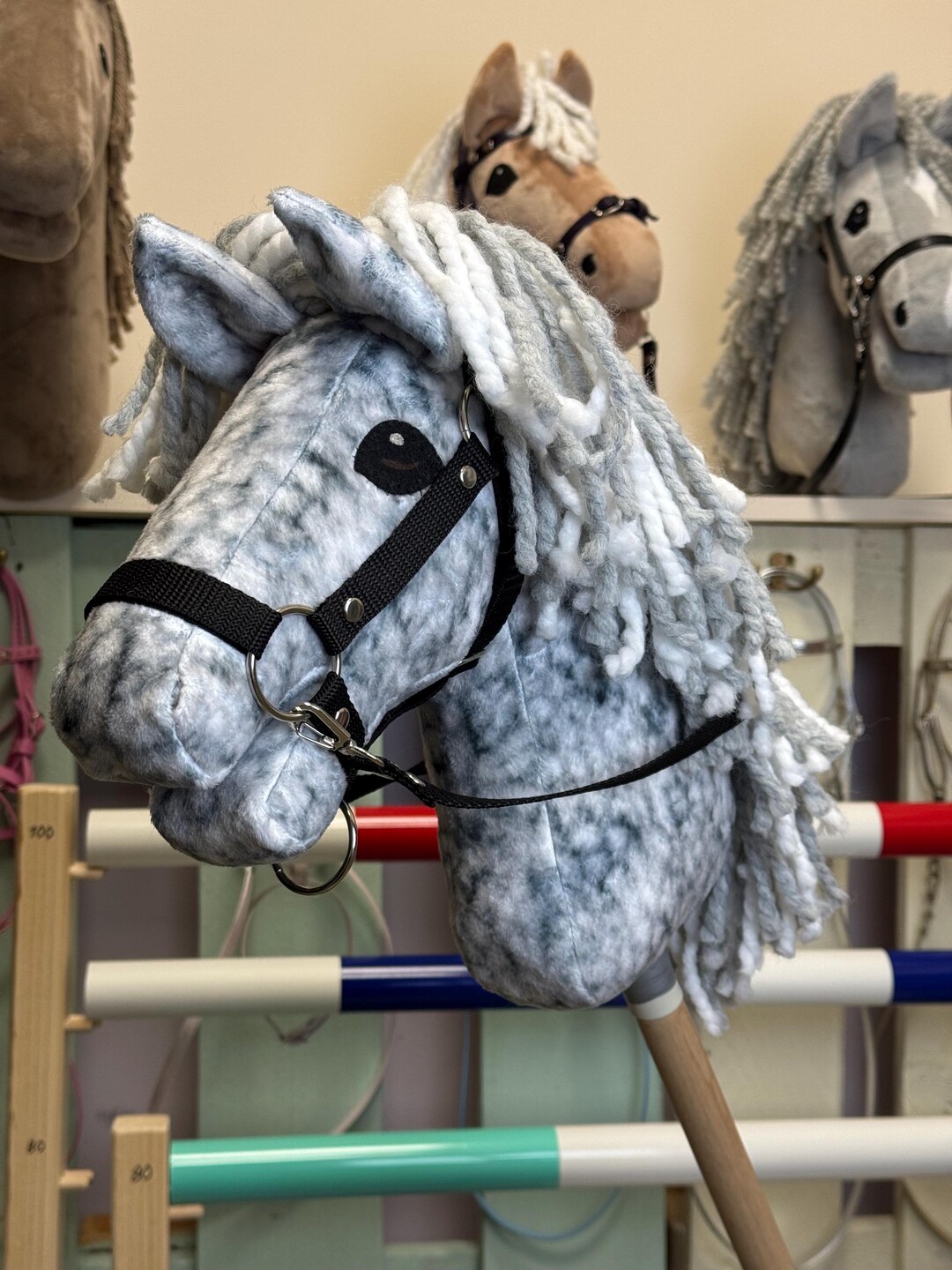 A3 or A4 Hobby Horse With Detachable Stick. Dapple Grey With Light Mane ...
