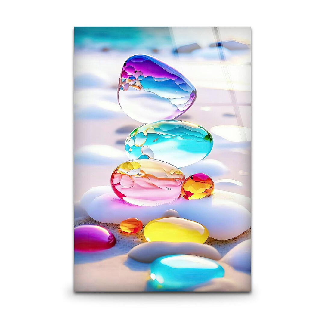 Zen Spa Stones Tempered Glass Wall Art: Modern Home Decor - Etsy