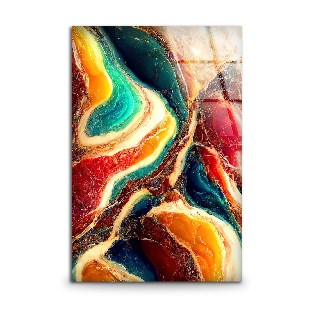 Tempered Glass Wall Art-abstract Wall Art-stained Wall Decor-glass ...