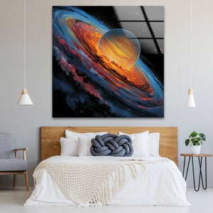 Saturn Wall Art-tempered Glass Wall Art-wall Decor-home Decor-glass ...