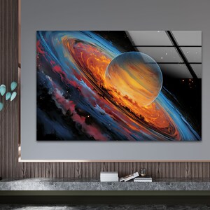 Saturn Wall Art-tempered Glass Wall Art-wall Decor-home Decor-glass ...