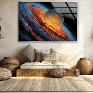 Saturn Wall Art-tempered Glass Wall Art-wall Decor-home Decor-glass ...