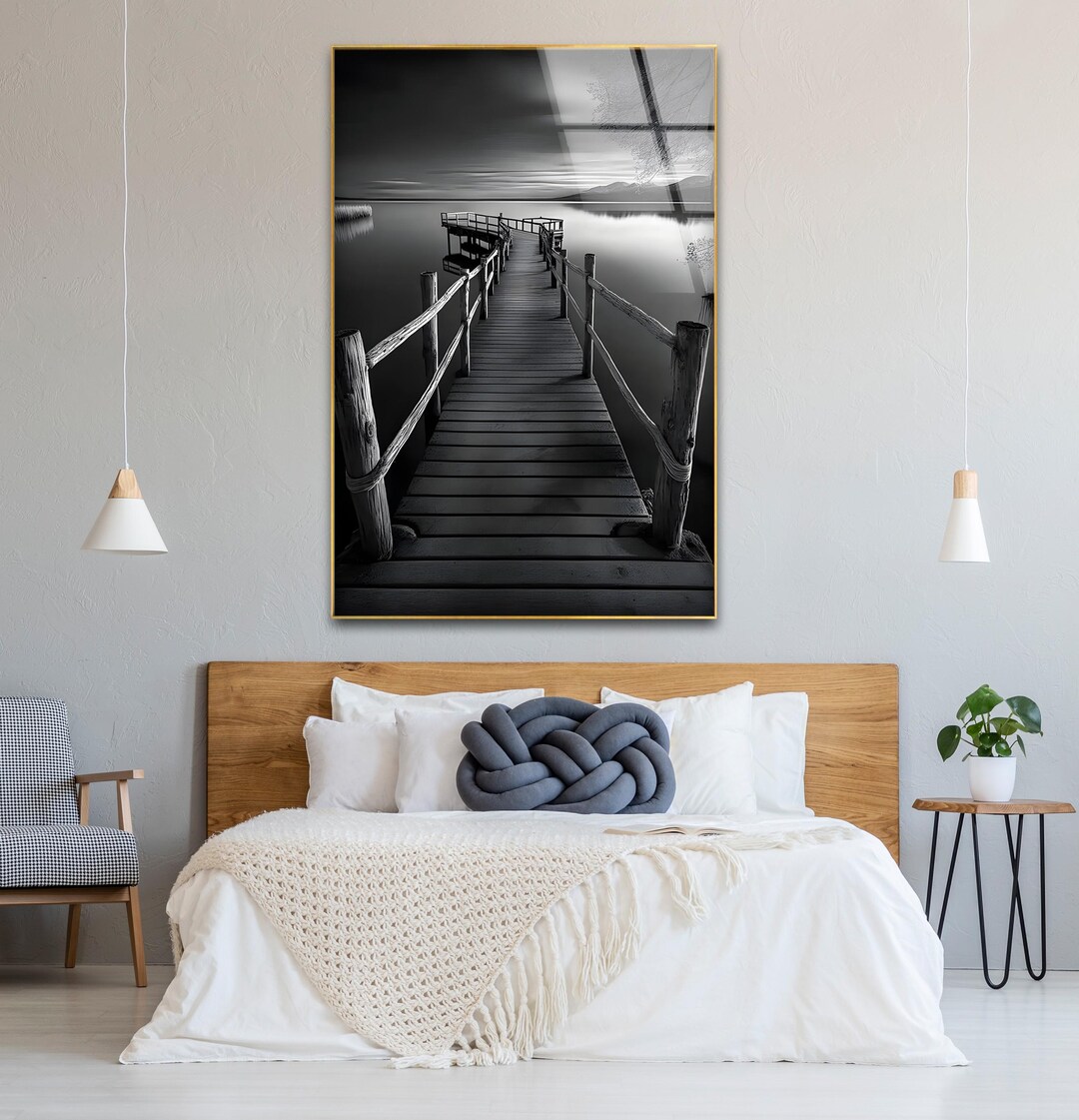 Black and White Sea View Wall Art-nature Landscape Wall Art-tempered ...