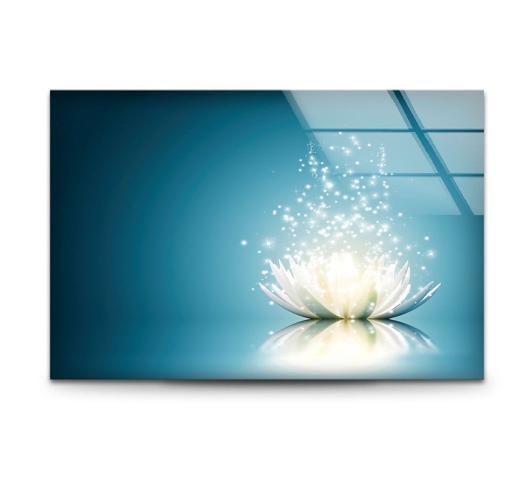Lotus Flower Glass Wall Art , Tranquil Zen Decor , Spiritual Meditation ...