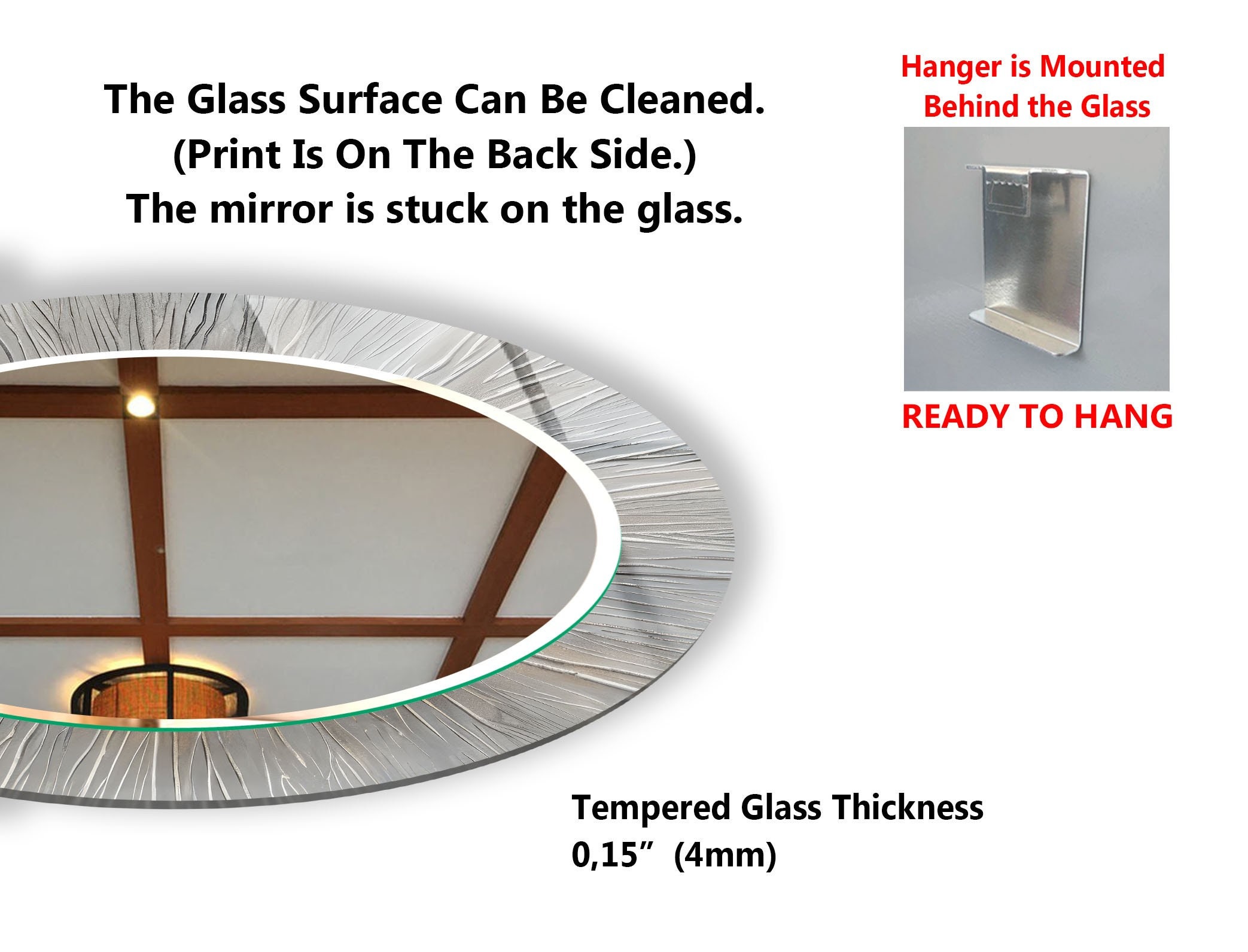 Tempered Glass Mirror Silver Round Wall Mirror for Bathroom-silver ...