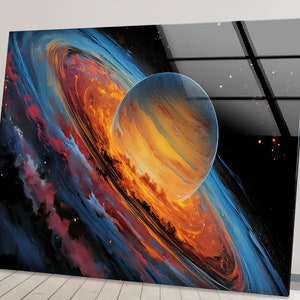 Saturn Wall Art-tempered Glass Wall Art-wall Decor-home Decor-glass ...