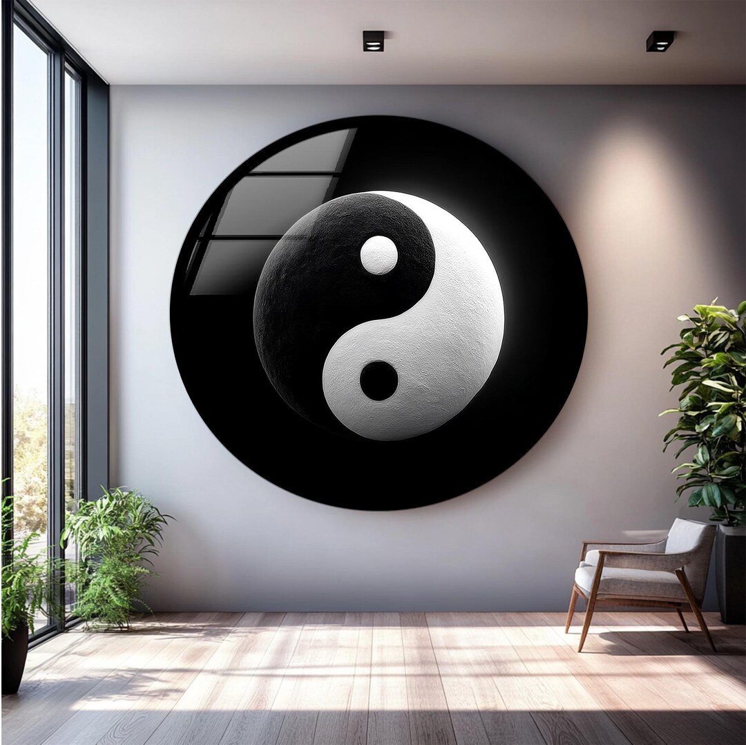Yin Yang Tempered Glass Wall Art: 3D Minimalist Zen Decor - Etsy