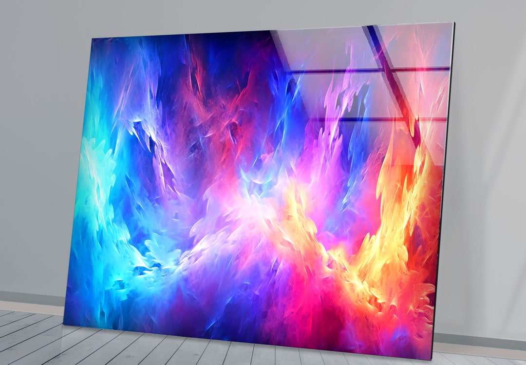 Fire and Ice Abstract Glass Wall Art , Vibrant Fantasy Flames - Etsy