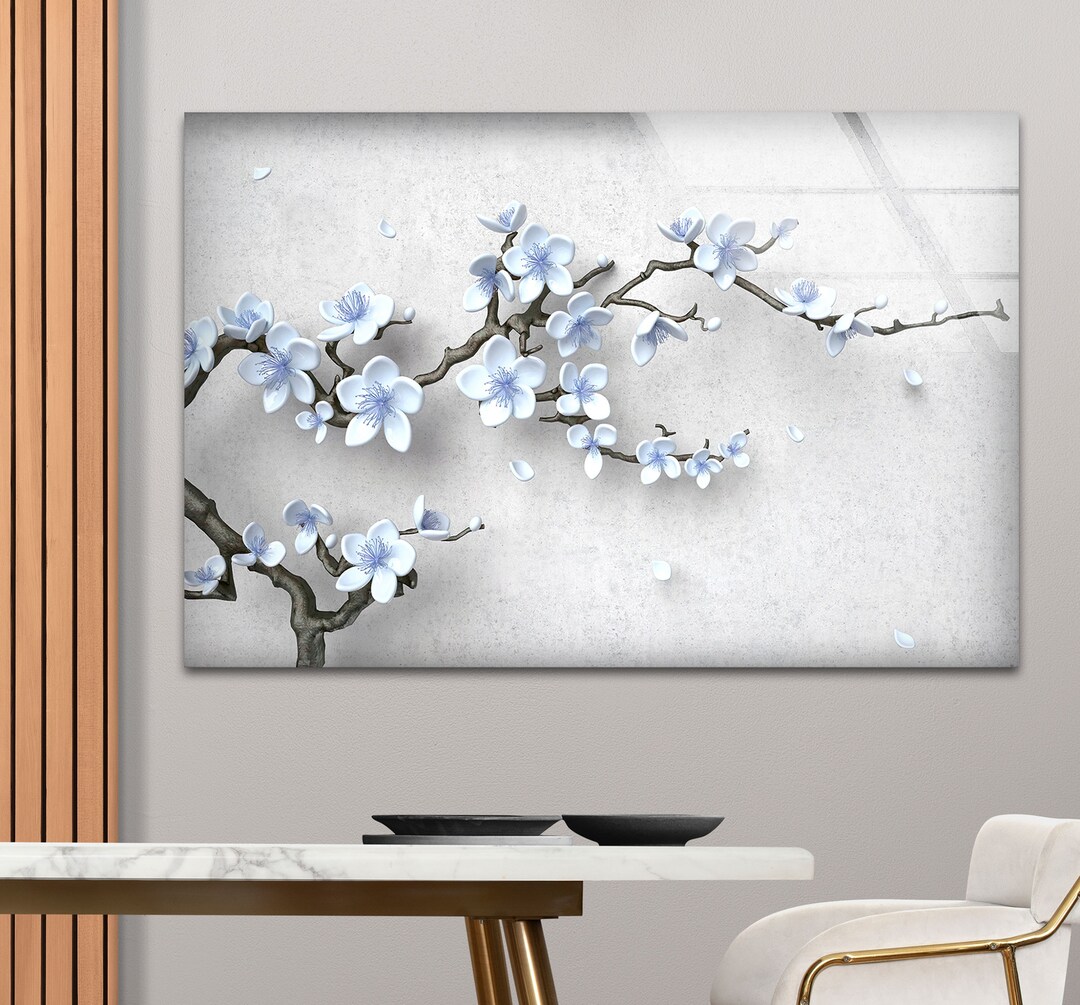 Floral Tempered Glass Wall Art: Japanese Tree Print - Etsy