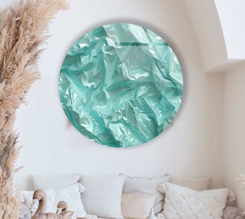Handmade Blue Marble Tempered Glass Wall Art: Round Abstract Decor - Etsy