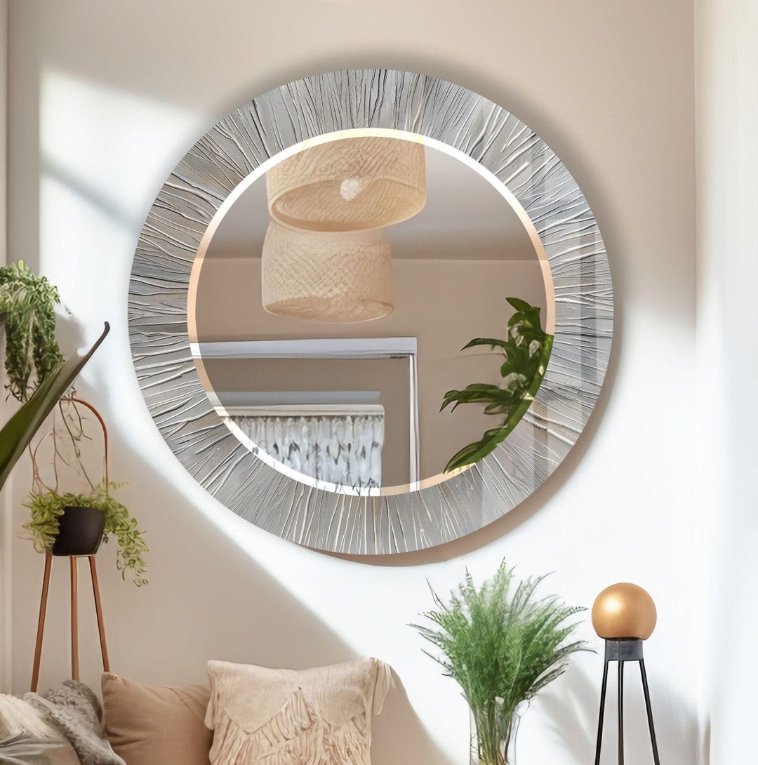 Tempered Glass Mirror Silver Round Wall Mirror for Bathroom,silver ...