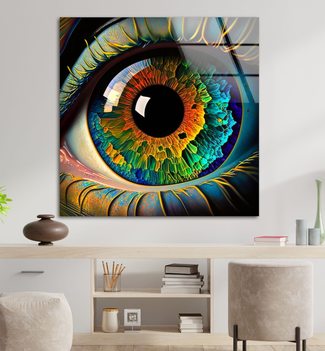 Tempered Glass Wall Art- Wall Art-colorful Eye Wall Art-tempered Glass ...