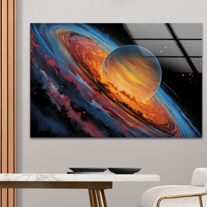 Saturn Wall Art-tempered Glass Wall Art-wall Decor-home Decor-glass ...
