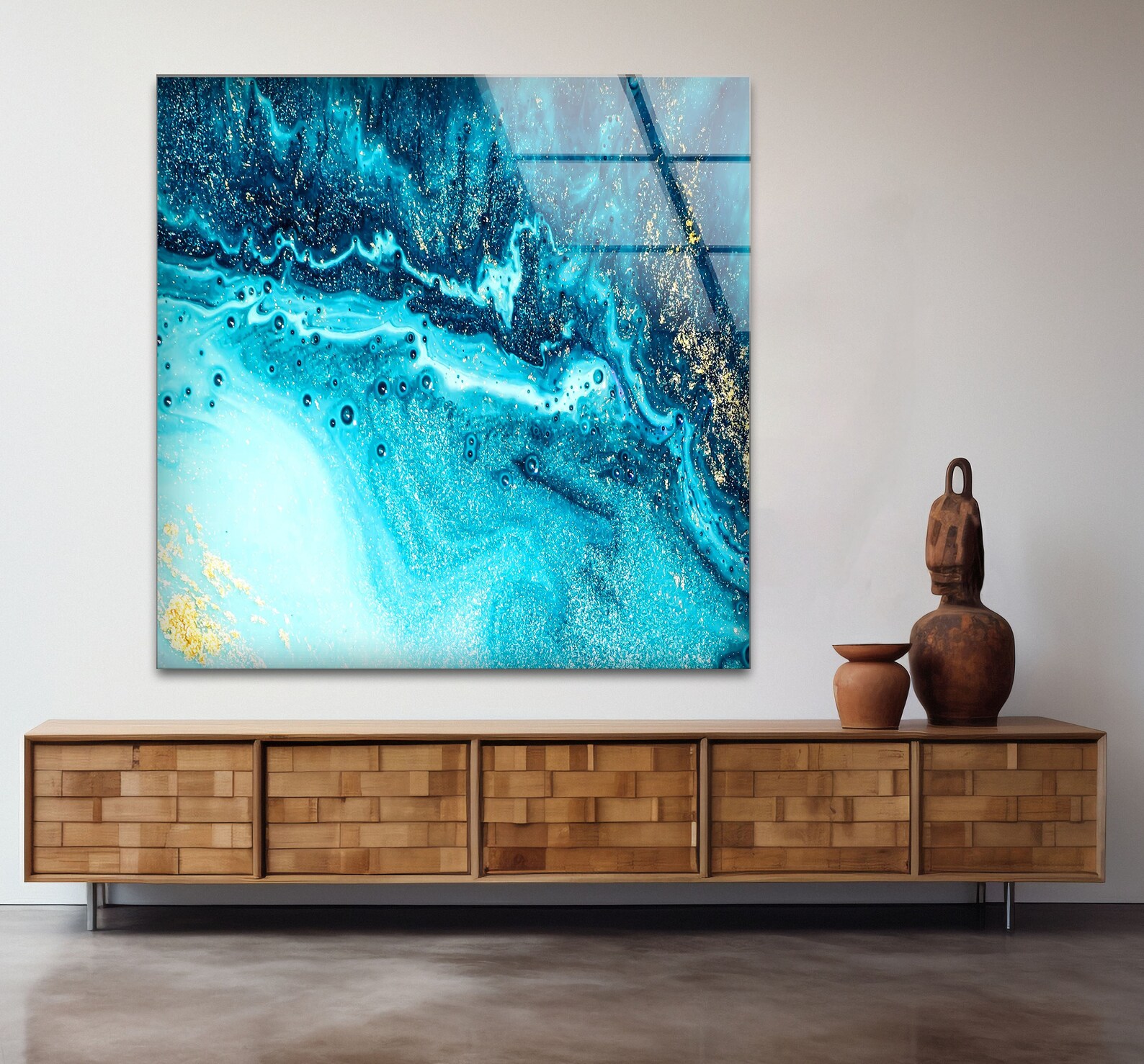 Tempered Glass Wall Art-blue Abstract Wall Art-blue Wall Decor-glass ...
