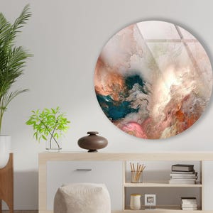 Round Abstract Glass Wall Art: Modern Marble Texture - Etsy