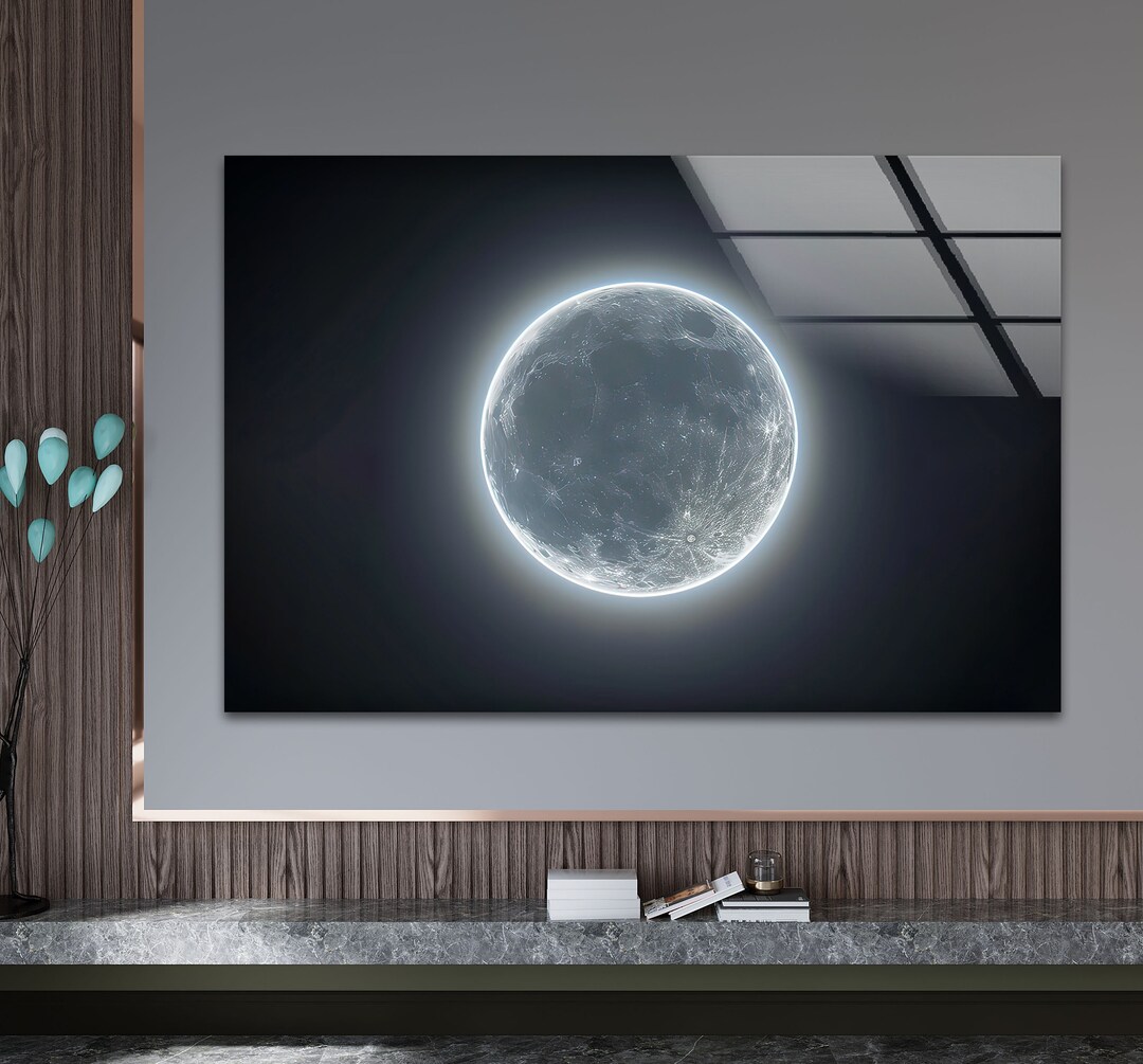 Handmade Moon Tempered Glass Wall Art: Galaxy Home Decor - Etsy