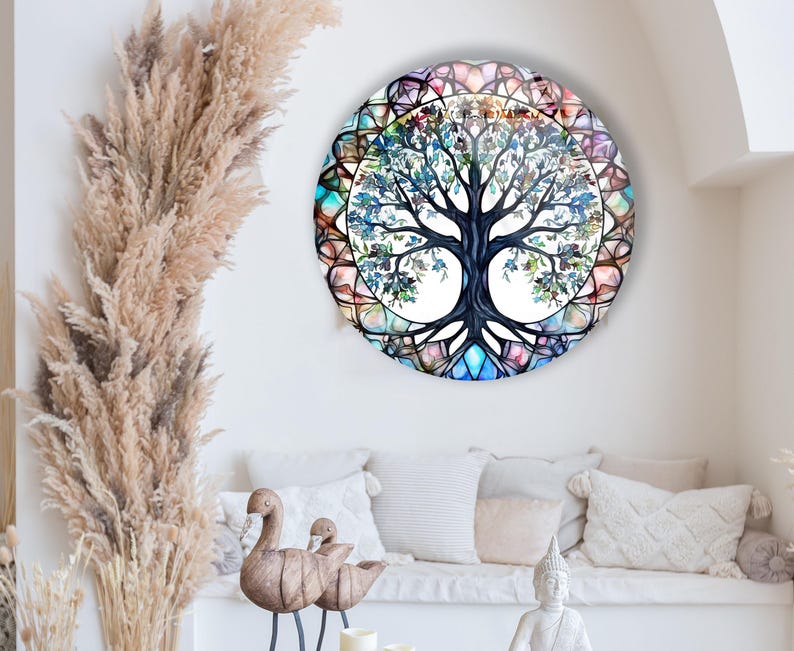 Tree of Life Stained Glass Wall Art: Tempered Glass Print - Etsy