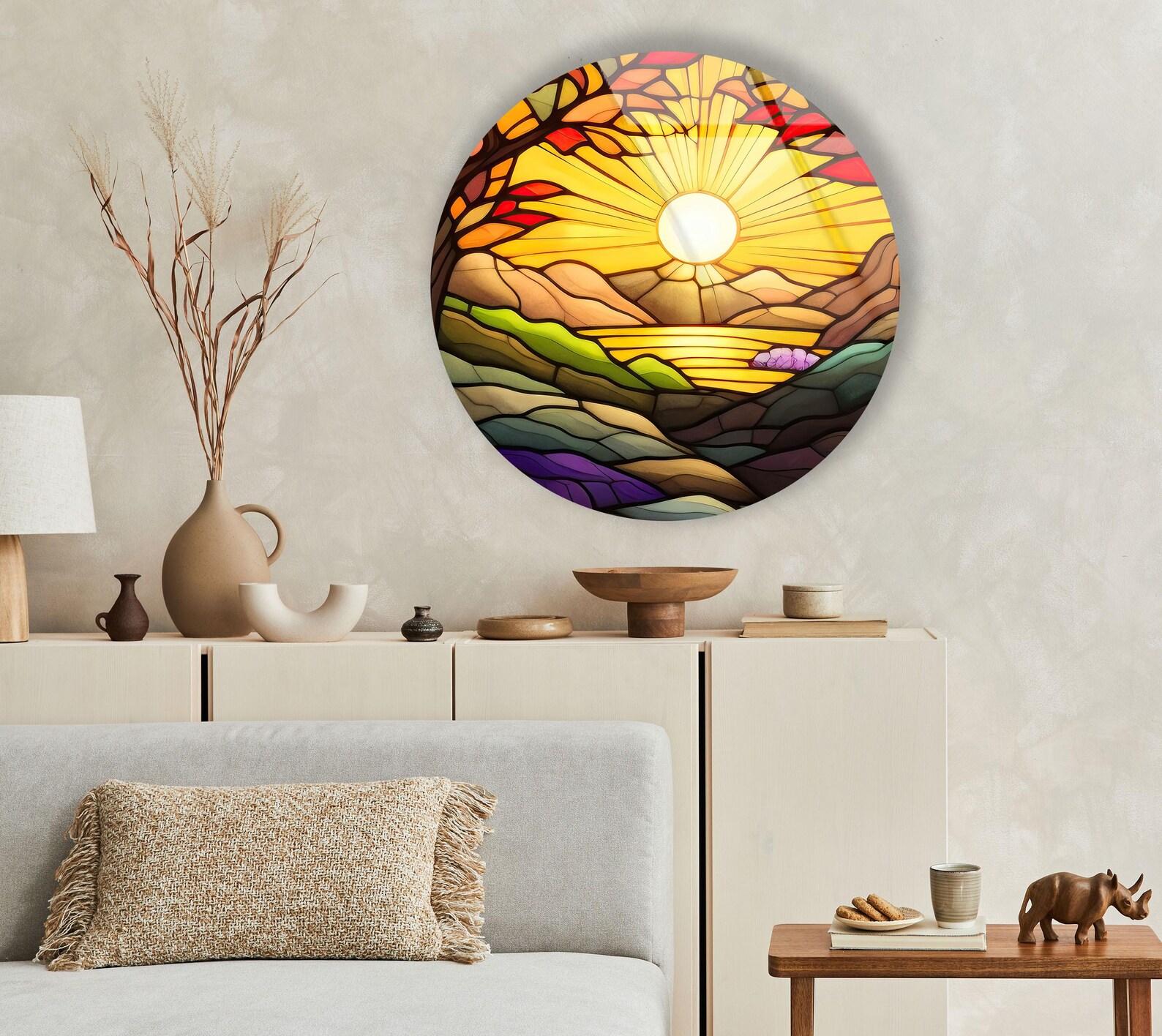 Handmade Tempered Glass Wall Art: Stained Glass Sunrise - Etsy