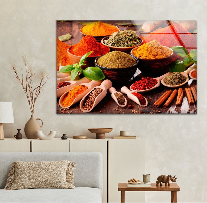 Herbs Wall Art-tempered Glass Wall Art-spices Wall Decor-home Decor ...