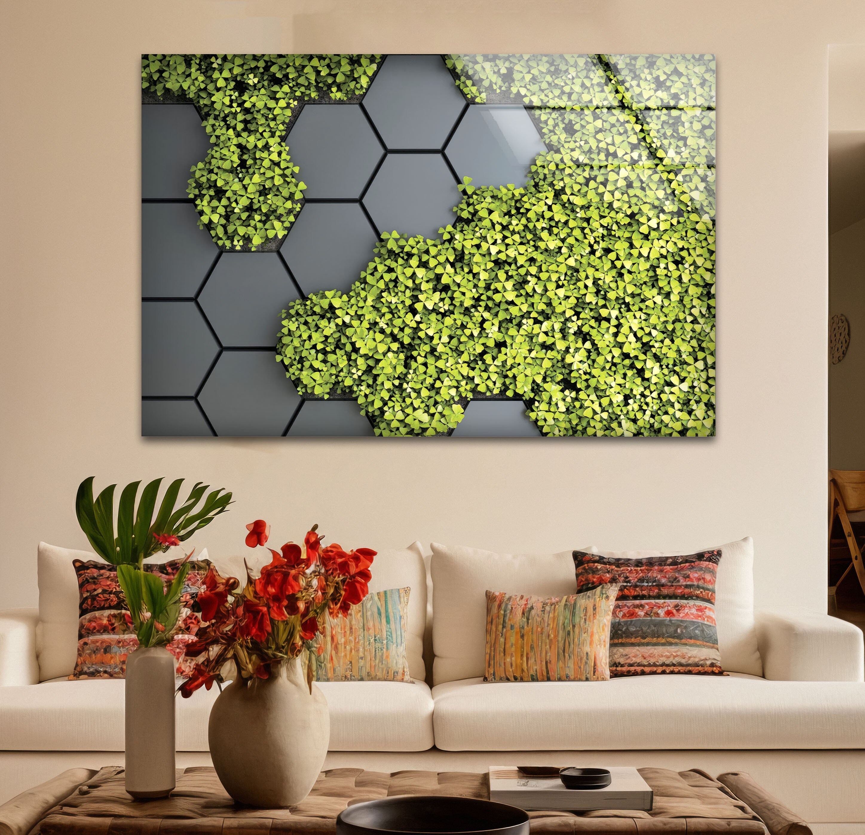 Tempered Glass Wall Art-flower Wall Decor-green Ivy Home Decor-glass ...