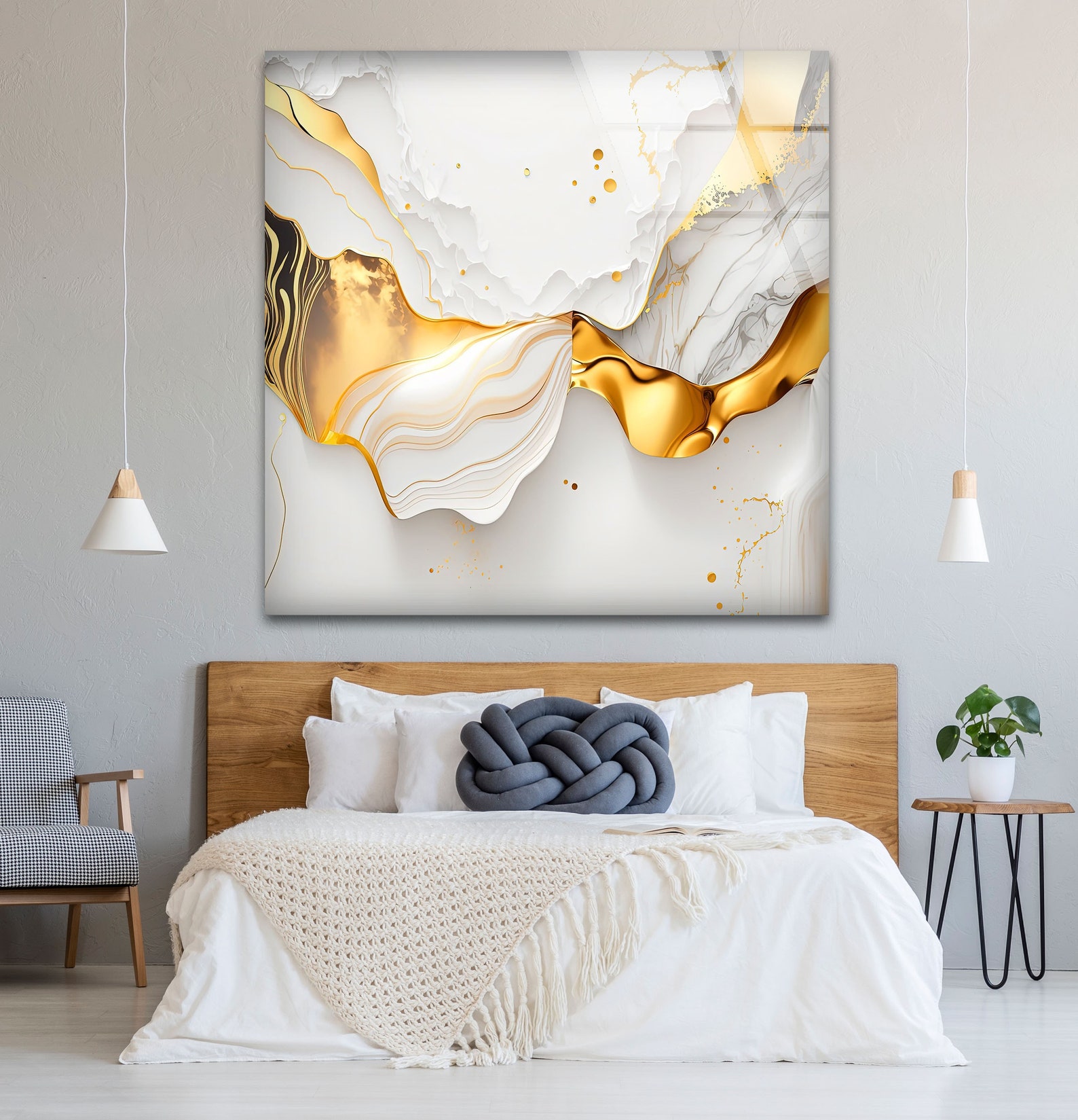 Gold Marble Wall Art-tempered Glass Wall Art-abstract Wall Art-gold ...