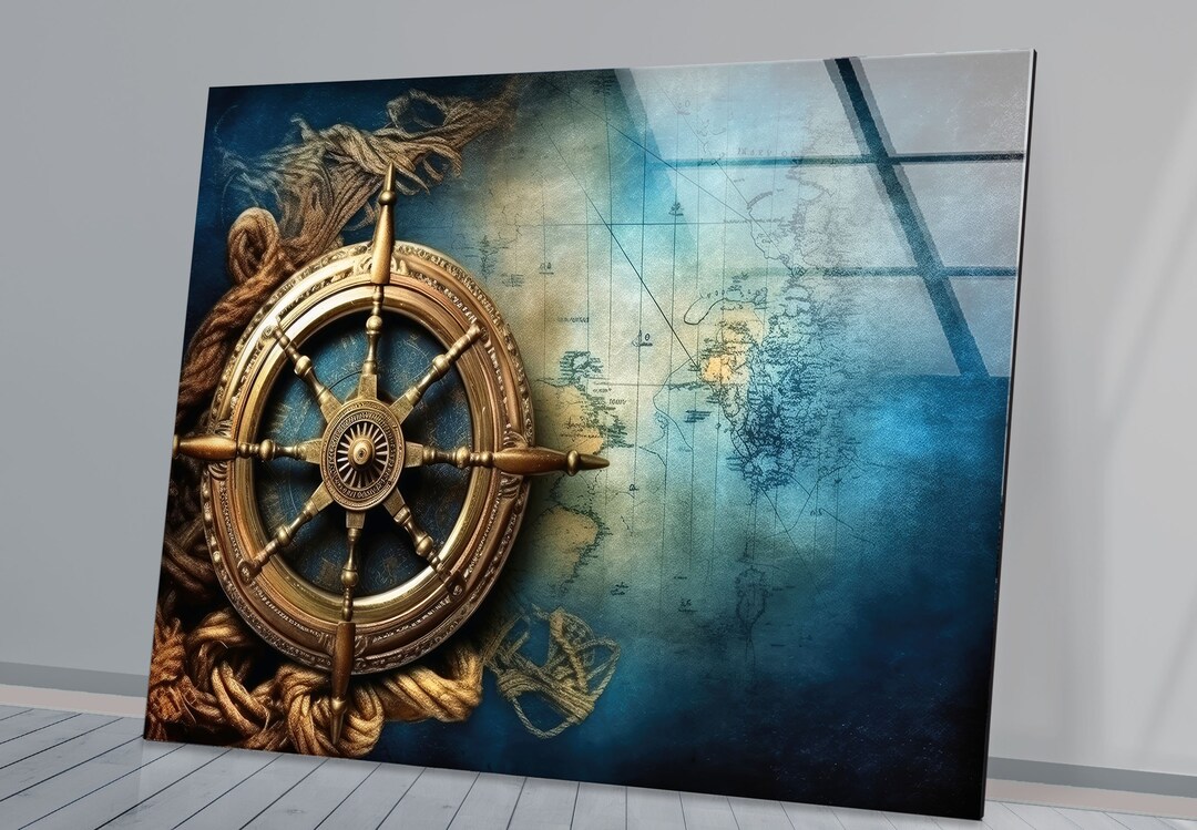 Compass Map Wall Art-tempered Glass Wall Art-compass Decor-glass ...