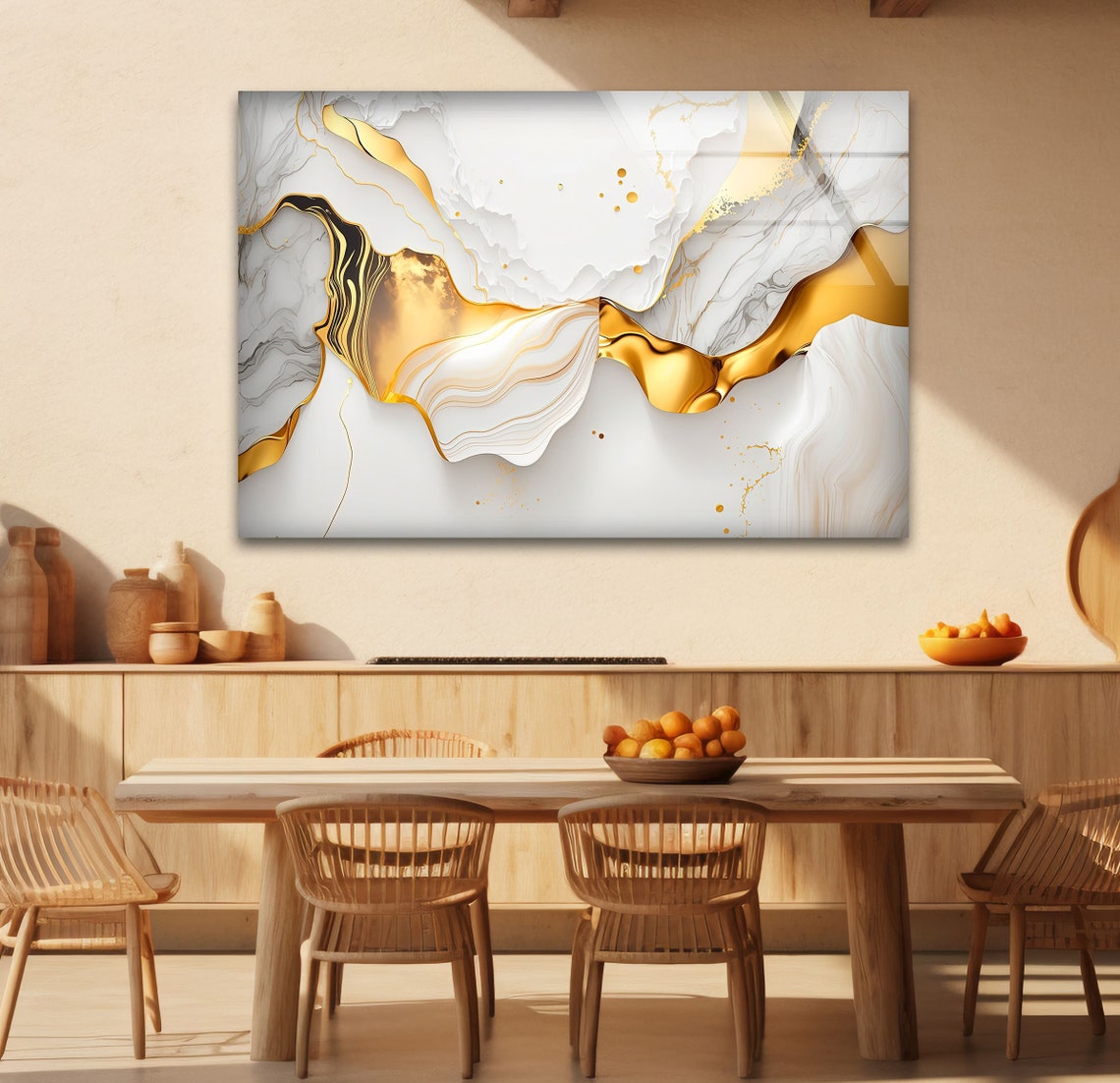 Gold Marble Wall Art-tempered Glass Wall Art-abstract Wall Art-gold ...