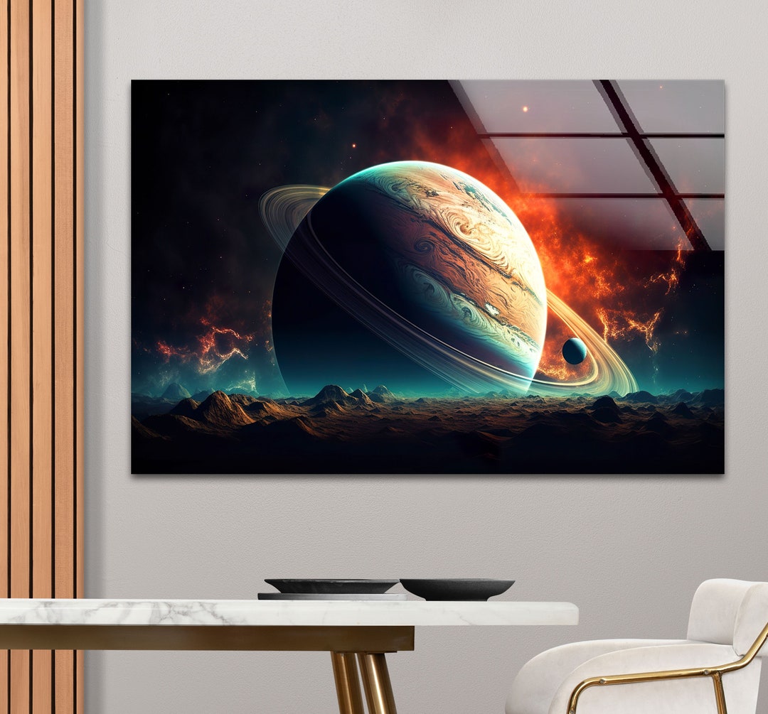 Saturn Wall Art-tempered Glass Wall Art-wall Decor-home Decor-glass ...