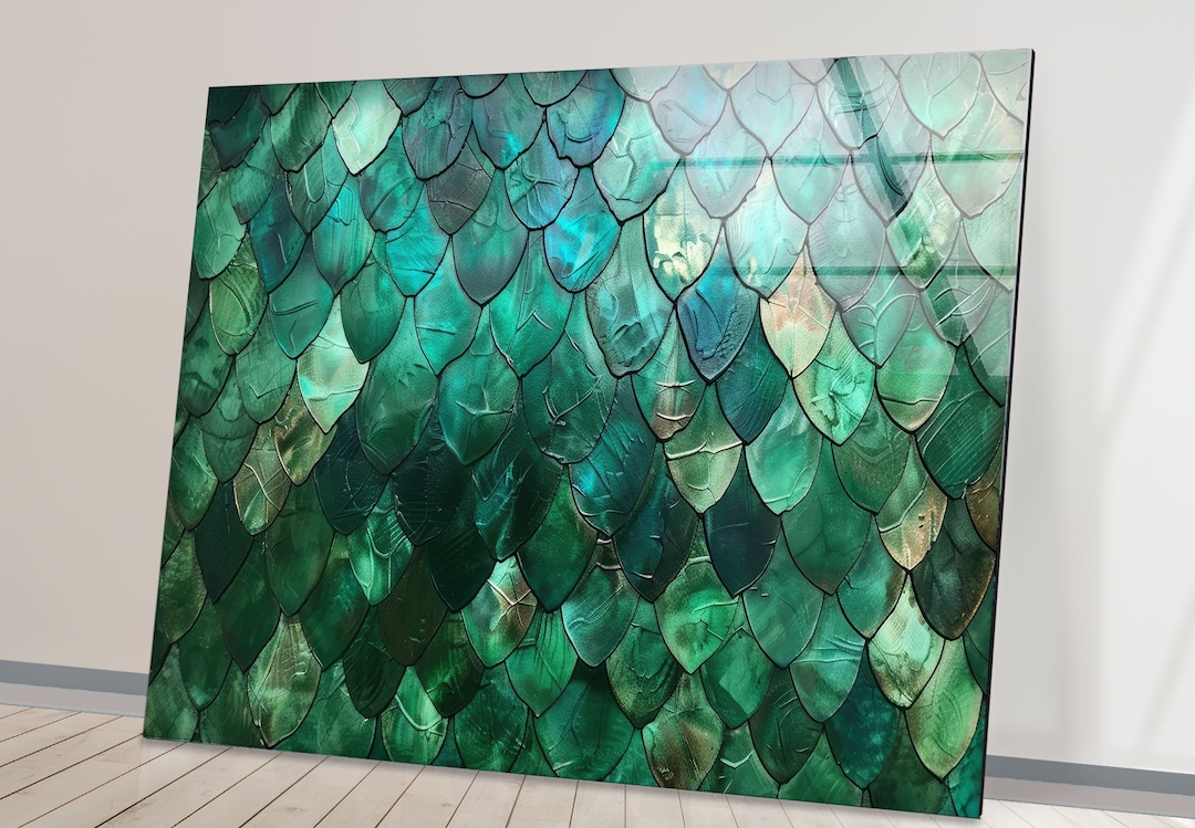 Emerald Green Glass Wall Art: Modern Abstract Mosaic Tempered Glass ...