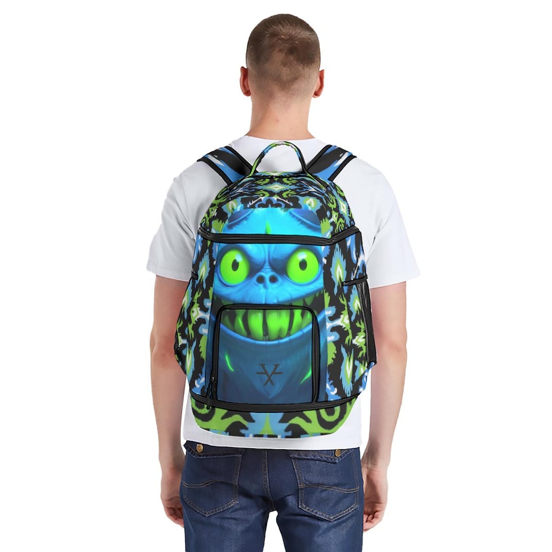Monster Face Backpack With Ball Holder Durable, Water-resistant Travel ...