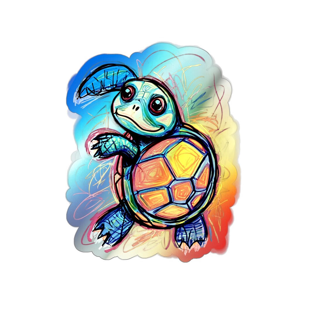 Goofy Turtle Holographic Die-cut Stickers - Etsy